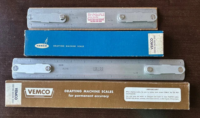 VINTAGE VEMCO DRAFTING Machine Scale Aluminum Ruler 9” 9 S 15 & 12" 9 S ...