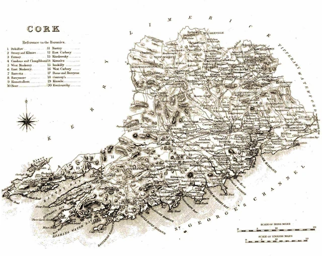 AN A3 SIZE reproduction map of County Cork, original dated 1840. £12.50 ...