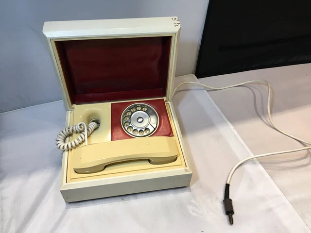 RARE OLD RETRO Telcel phone in wooden case (Yellowed) £30.00 - PicClick UK