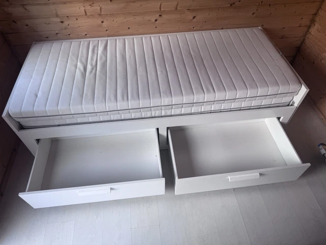 IKEA EXTENDABLE DOUBLE Bed and Memory Foam Mattresses £125.50 - PicClick UK