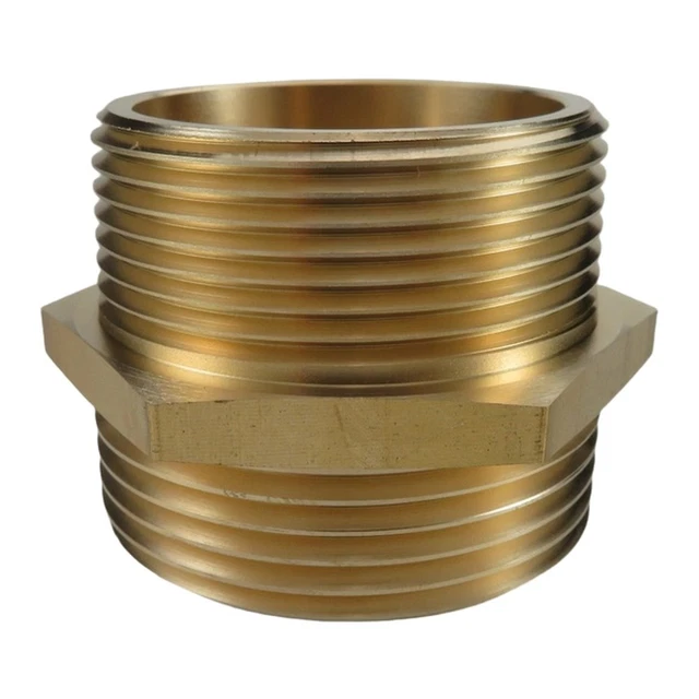 BRASS FIRE HOSE Connector 112 NPT Male to 112 NST NH Hex Nipple Adapter ...