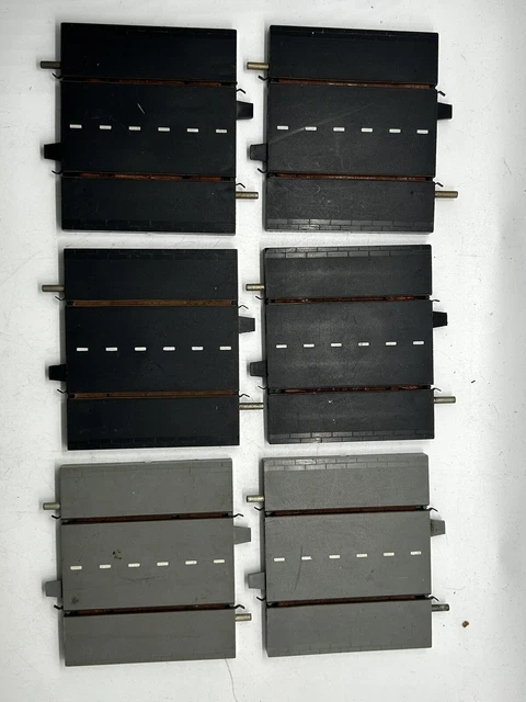 TRIANG MINIC MOTORWAYS M1602 Black & Grey Half Straight Track X 6 ...