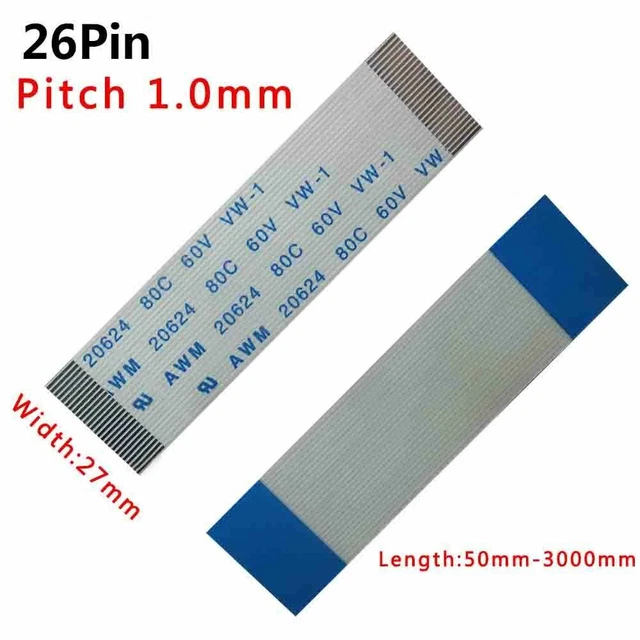 FFC/FPC FLEXIBLE FLAT Cable Pitch 1.0mm 26-Pin 26P 80C 60V VW-1 50 ...