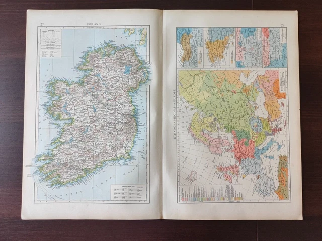 ANTIQUE ORIG. MAP-FROM&THE Times Atlas"-Ireland ,Ethnographic Map Of ...