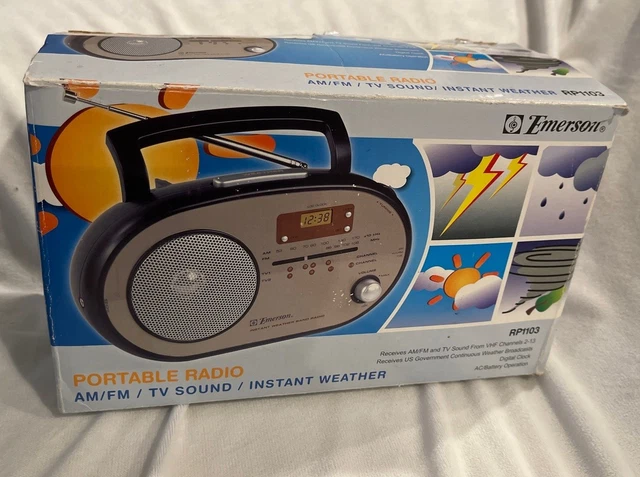 EMERSON INSTANT WEATHER BAND AM/FM RADIO WITH DIGITAL CLOCK RP1103 ...
