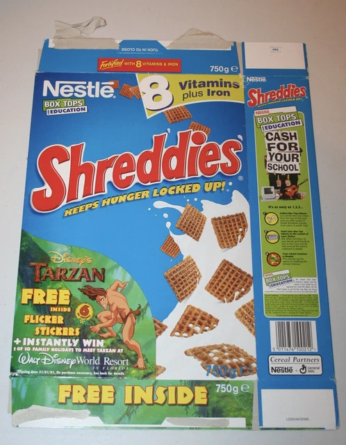 VINTAGE NESTLE SHREDDIES Disney’s Tarzan Cereal Box 2000 £9.99 ...