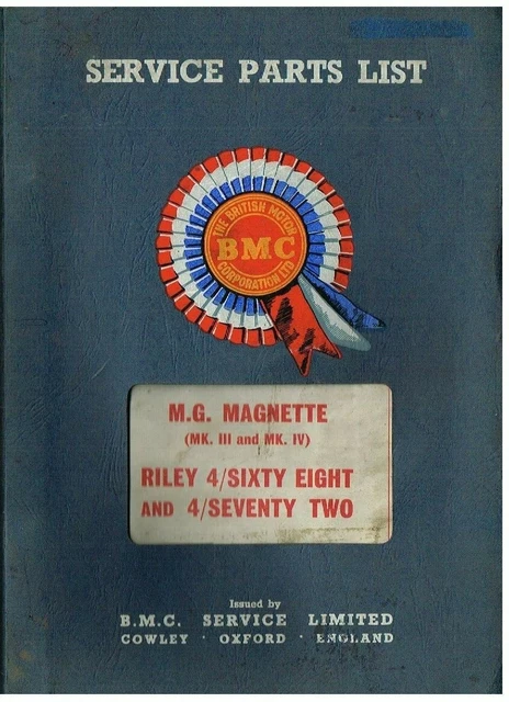 MG MAGNETTE MKIII Mkiv & Riley 4/68 4/72 Berlina 1959-67 Catalogo ...