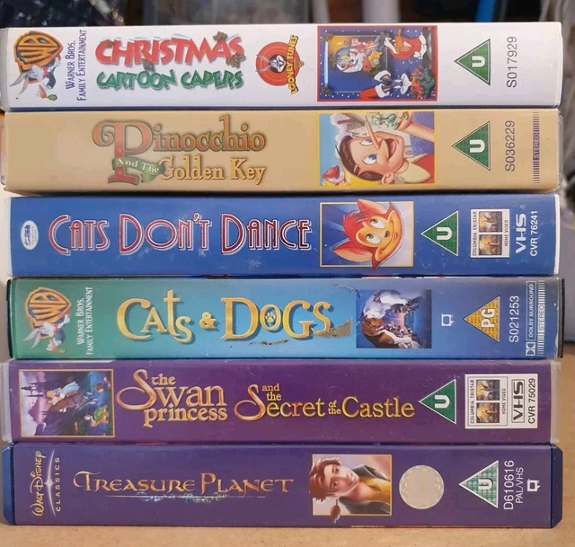 KIDS 6 VHS Video Bundle Treasure Planet,Cats & Dogs,The Swan Princess ...