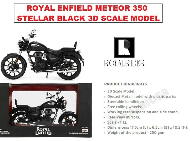 100% GENUINE ROYAL Enfield "METEOR 350 3D SCALE MODEL STELLAR BLACK ...