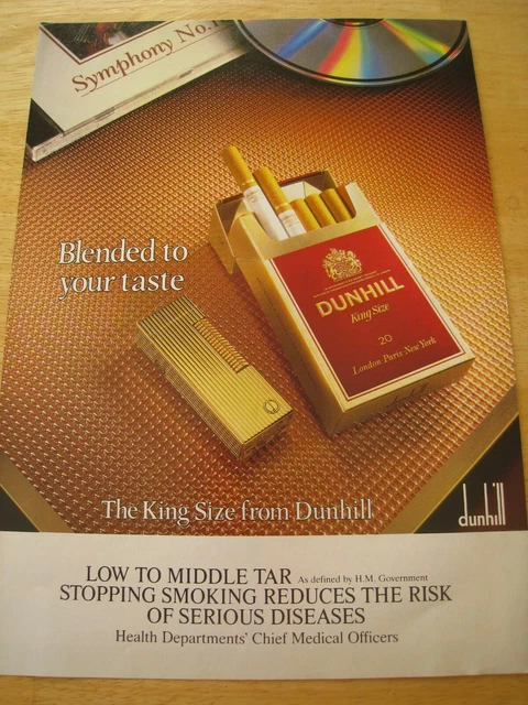 DUNHILL KING SIZE CIGARETTES LOW MIDDLE TAR POSTER ADVERT APPROX A4 ...