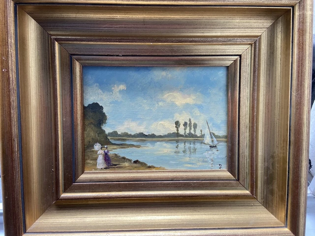 TABLEAU NELLY TRUMELL TRUMEL 1938-2018 HUILE Signée ÉLÉGANTE PLAGE DE ...