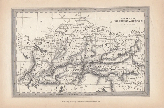 1847 CARTE ANCIENNE ~ RHAETIA VINDELICIA ET NORICUM EUR 84,02 - PicClick FR