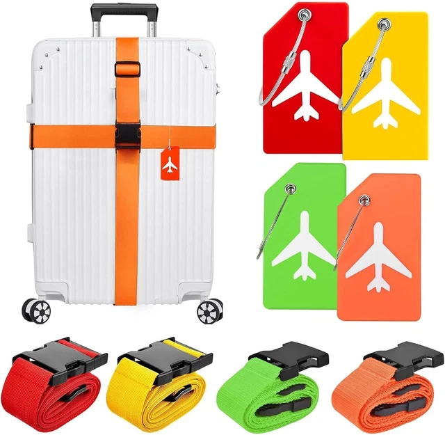8 PACK LUGGAGE Straps Suitcase Tags Set, Travel Adjustable Suitcase ...