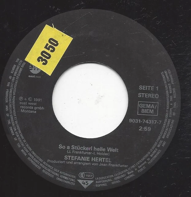 STEFANIE HERTEL : So a Stückerl heile Welt - Vinyl Single (1991) EUR 3 ...