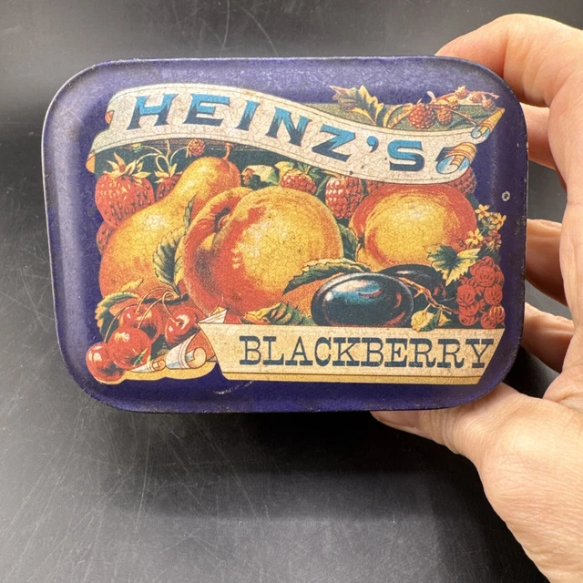 VINTAGE TIN BOX company of america 1985 small Heinzs blackberry jelly 📦 ...
