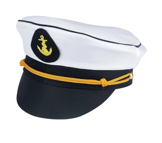 ADULT NAVY SAILOR Hat Captain Ship Boat Fancy Dress Costume Party ...