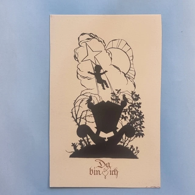 ARTIST SIGNED POSTCARD C1930 Fairies Fantasy Silhouette German $22.09 ...