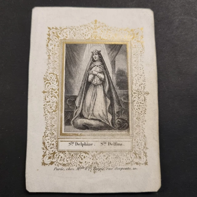 IMAGE PIEUSE TURGIS Sainte Delphine Doré Delfina XIXè HOLY CARD XIXè ...