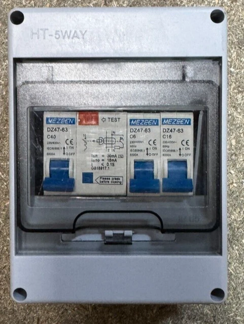 5 Way Consumer Unit Distribution Enclosure Box And Breakers Weatherproof Uk £19 99 Picclick Uk