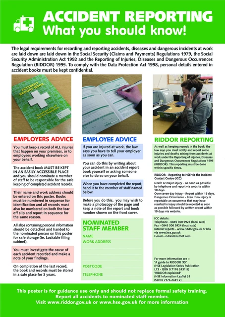 HEALTH AND SAFETY Accident Reporting A2 POSTER / SIGN Ref: HS108 420 x ...