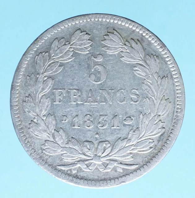 FRANCIA LUIGI FILIPPO 5 Franchi 1831 Monete Da Collezione Argento ...
