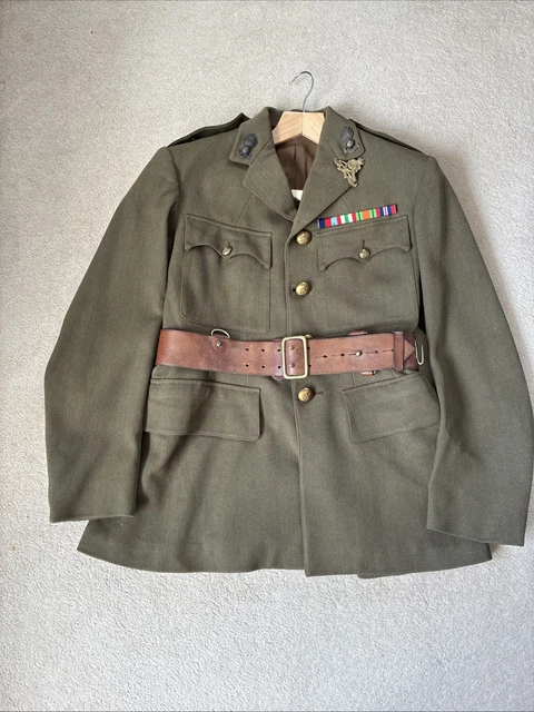 WW2 ORIGINAL BRITISH Army Service Jacket, Sam Browne Leather Belt & Cap ...
