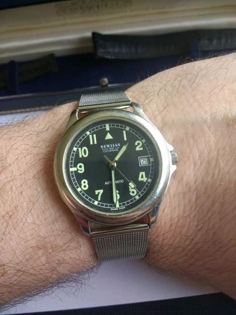 SEWILLS ARK ROYAL pilots watch, Swiss made, 25 jewels ETA 2824 movement ...