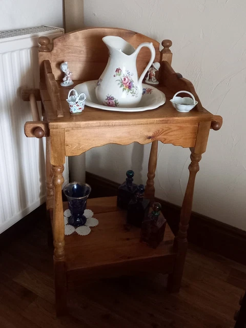 ANTIQUE WASH STAND with basin and jug pine £104.70 - PicClick UK