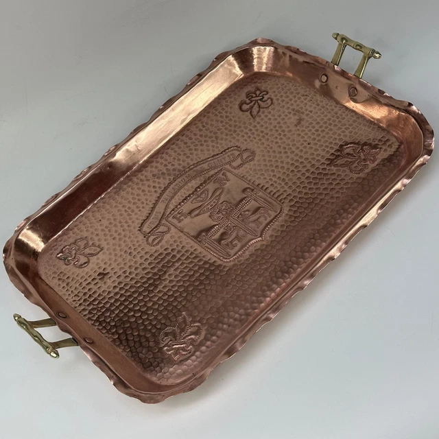 ANTIQUE FRENCH PUNCHED Copper Serving Tray With King Henry Iv Crest ...