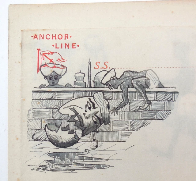 ANTIQUE ANGLO-INDIAN COLONIAL PEN & INK Drawing Liner S.S. Massilia At ...