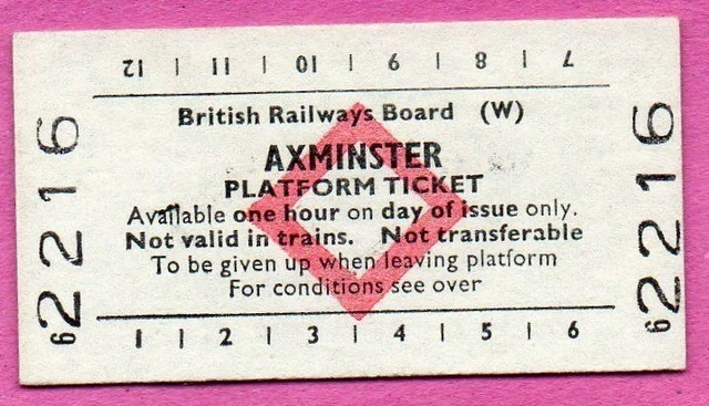 BRB (W) RED diamond railway platform ticket - AXMINSTER. Edmondson card ...