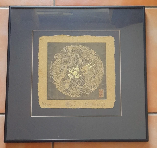 TABLEAU DE l'artiste graveur M. Yu Yuen Hong - DRAGON sur papier d ...