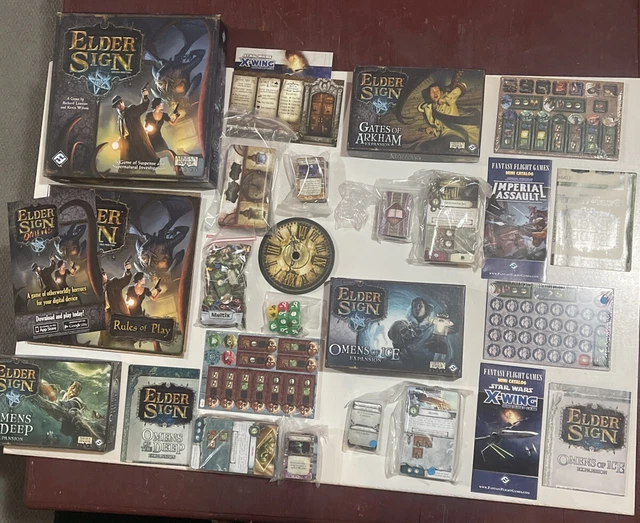 RARE! ELDER SIGN Board Game Base Game + 3 Expansions Deep, Ice & Gates ...