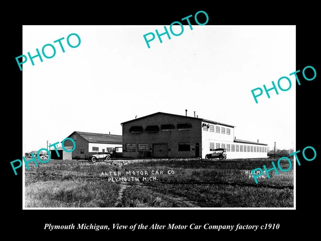 OLD LARGE HISTORIC PHOTO OF PLYMOUTH MICHIGAN THE ALTER MOTOR CAR Co ...
