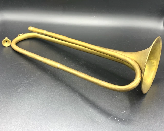 ANCIEN CLAIRON, TROMPETTE de cavalerie, instrument à vent cuivre EUR 42 ...