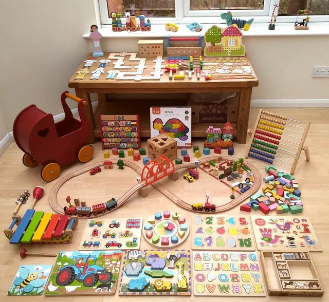 VERY LARGE WOODEN toy bundle Montessori educational preschool toddler £ ...
