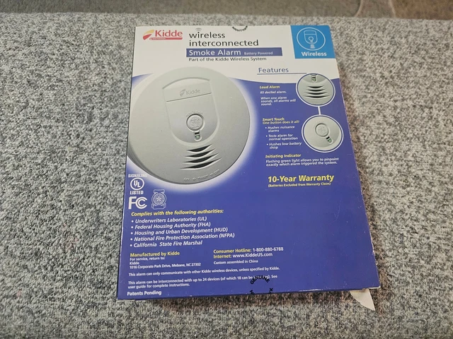 KIDDE BATTERY OPERATED Wireless Interconnect Smoke Detector Alarm RF-SM ...