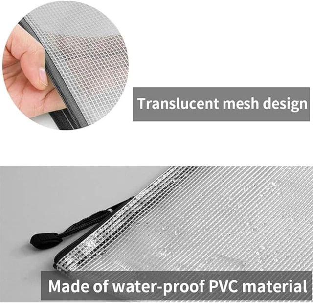 8 PCS ZIP File Bags, Transparent Mesh Zip Pen Pouch, A6 Size Zipper Bag ...