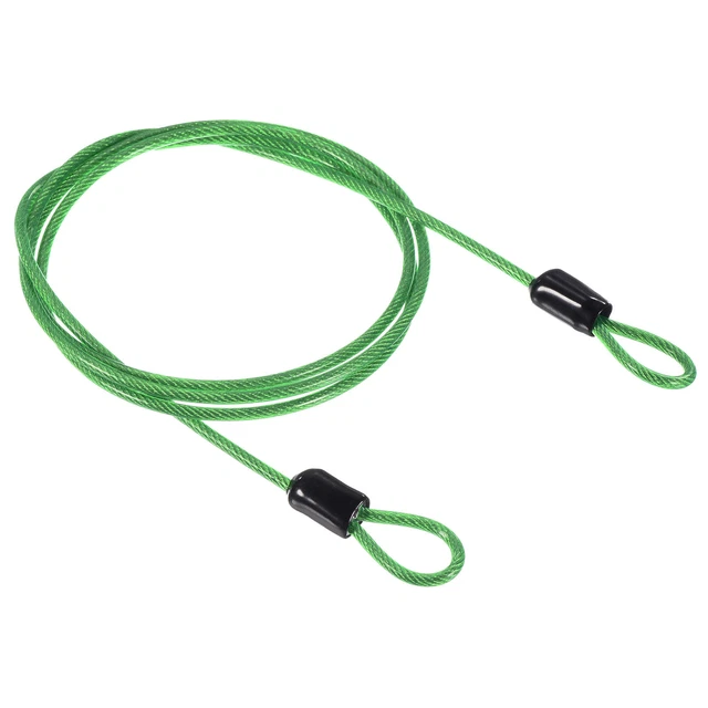 SECURITY STEEL CABLE 2.5mmx1m Coated Luggage Lock Rope w Loop Green $13 ...