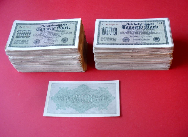 100 STÜCK REICHSBANKNOTEN : 1000 Tausend Mark - 1922 Geldscheine ...