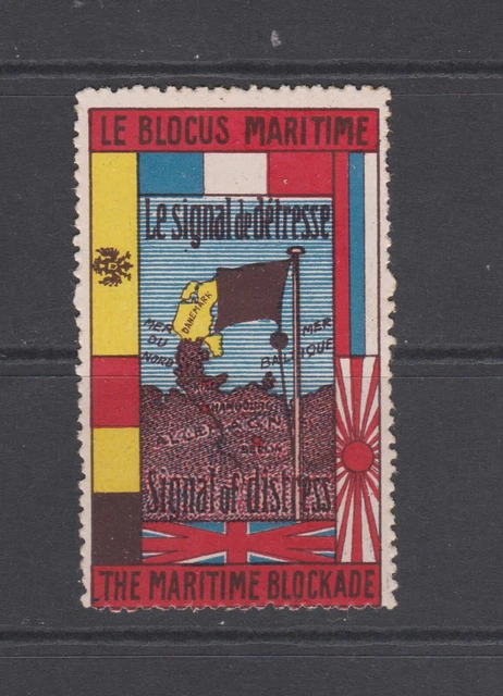 WWI/ALLIED FORCES MARITIME Blockade poster stamp/label (Bi-lingual text ...