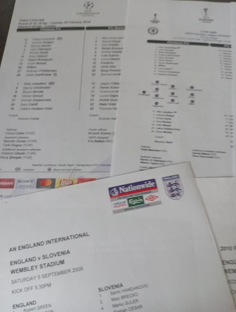 15 ASSORTED CHELSEA England Team Sheets £10.78 - PicClick UK