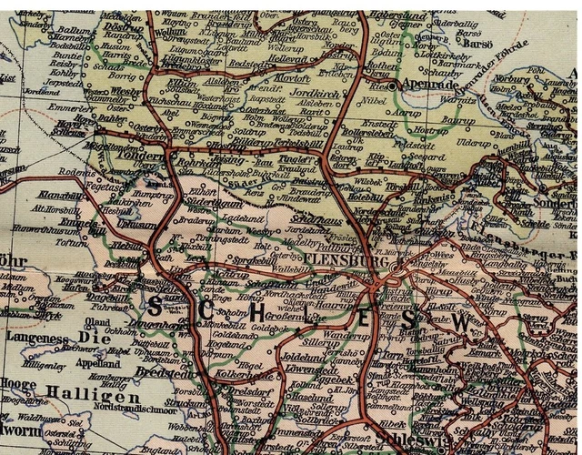 1930 ORIGINAL VINTAGE Map Of Schleswig-Holstein Sylt Flensburg Germany ...