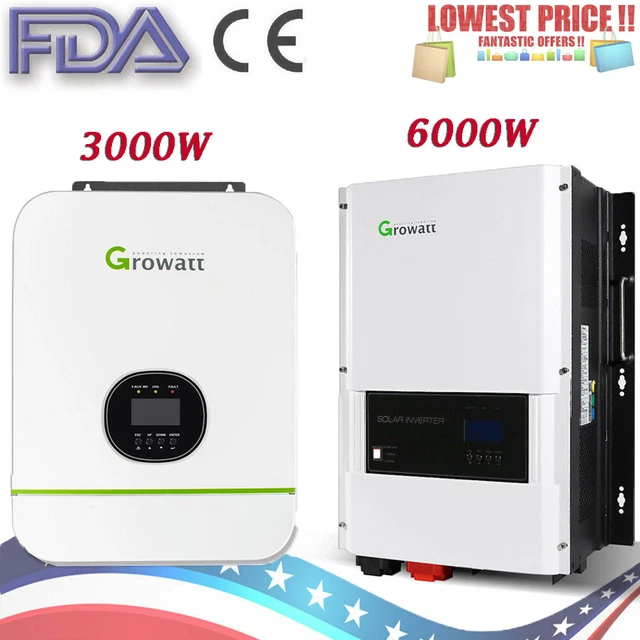 GROWATT 3KW/6KW 24V/48V 120V/240V Split Phase Solar charge Inverter 80A MPPT CE £652.74 ...