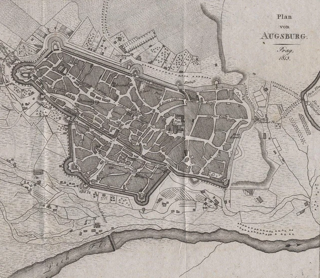 AUGSBURG - STADTPLAN - Kupferstich 1813 EUR 90,00 - PicClick DE