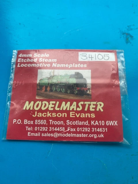 NEW MODELMASTER NAME PLATES For SOUTHERN WEST COUNTRY CLASS SR BR 34105 ...