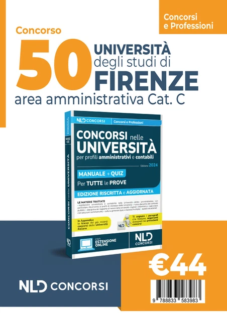 UNIVERSITÀ DEGLI STUDI di Firenze. 50 posti area amministrativa Cat. C. Co... EUR 44,00 ...