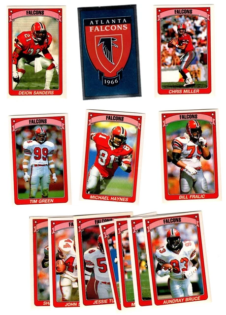 ENSEMBLE ÉQUIPE ATLANTA Falcons, 1990 autocollants de football Panini ...