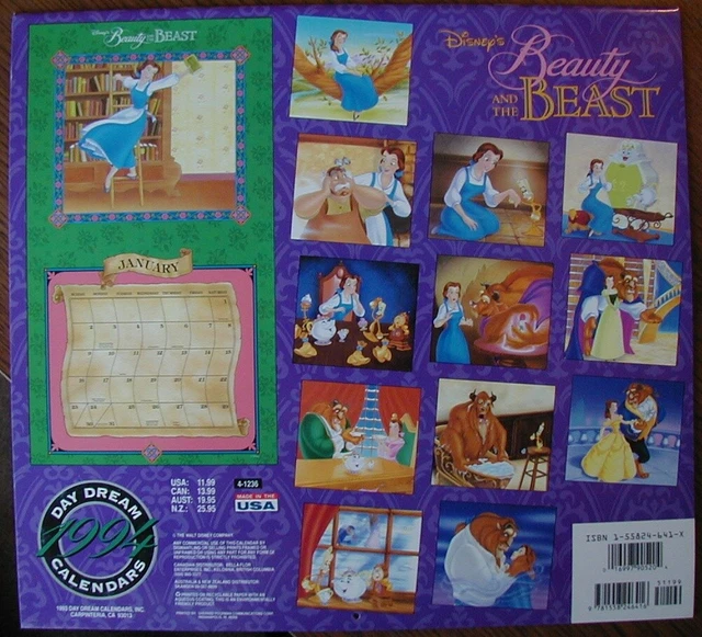 DISNEY'S BEAUTY AND the Beast 1994 Wall Calendar(12X12) £142.54 ...