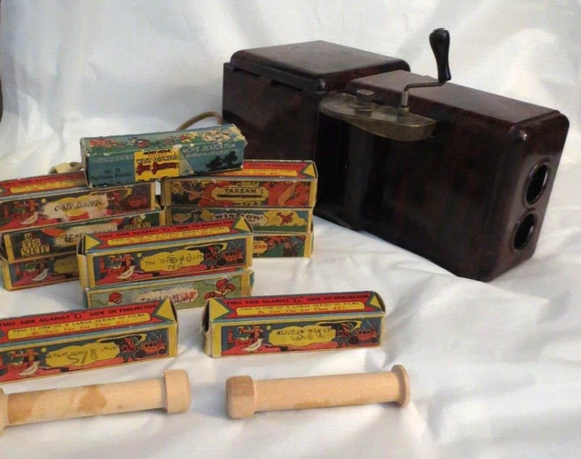 ANTIQUE 1930'S JECKTOR TIN TOY PROJECTOR w/10 BOXED FILMS £111.92 ...